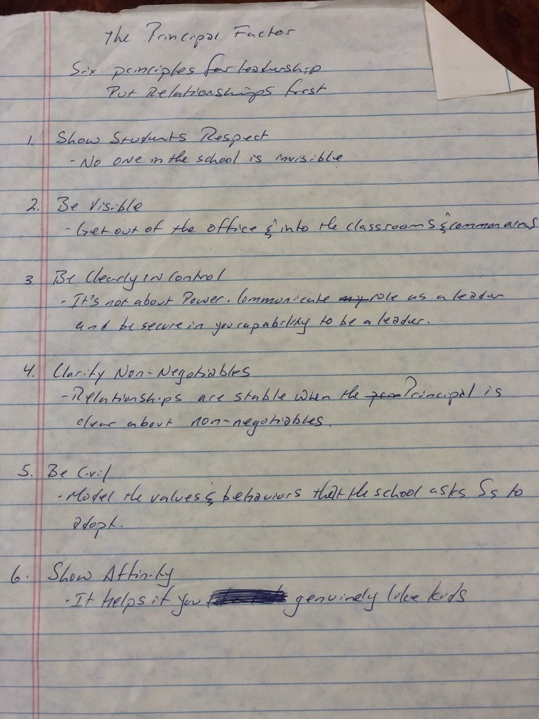 Principles for Principals – Notes from the Principal Desk